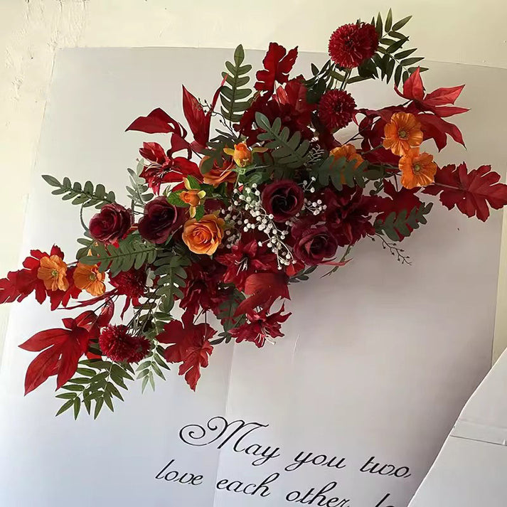Burgundy Flower Runner,Wedding Backdrop Centerpiece,Flower Arrangement ...