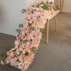 Peach Artificial Flower Runner, Wedding Backdrop Flower Arrangement ...